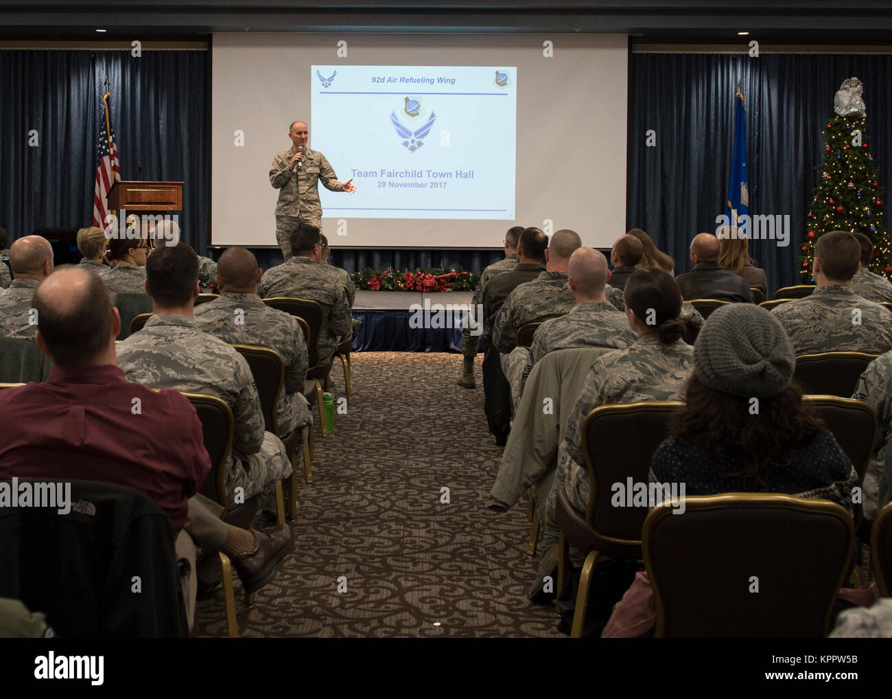 Col. Ryan Samuelson, 92nd Air Refueling Wing commander, kicks off the ...