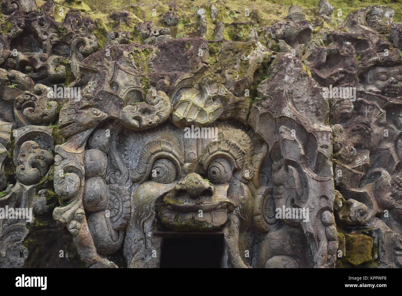 The entrance of Goa Gajah sanctuary (also called Elephant cave) with ...