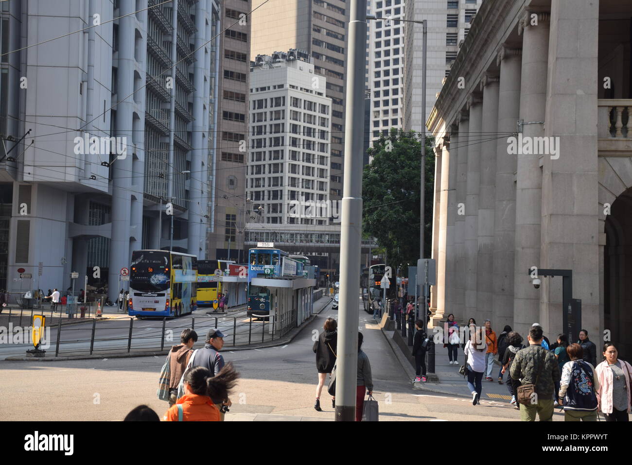 View of a street in Central district in Hong Kong, China Stock Photo ...