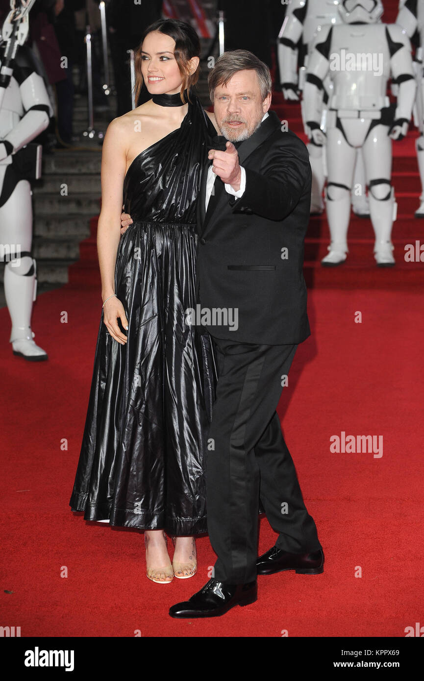Daisy Ridley and Mark Hamill attend the European Premiere of Star Wars ...