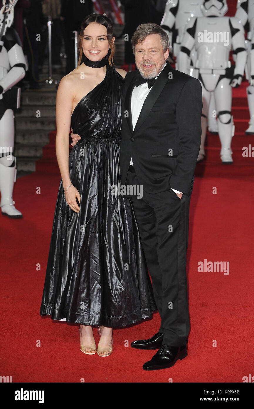 Daisy Ridley and Mark Hamill attend the European Premiere of Star Wars ...