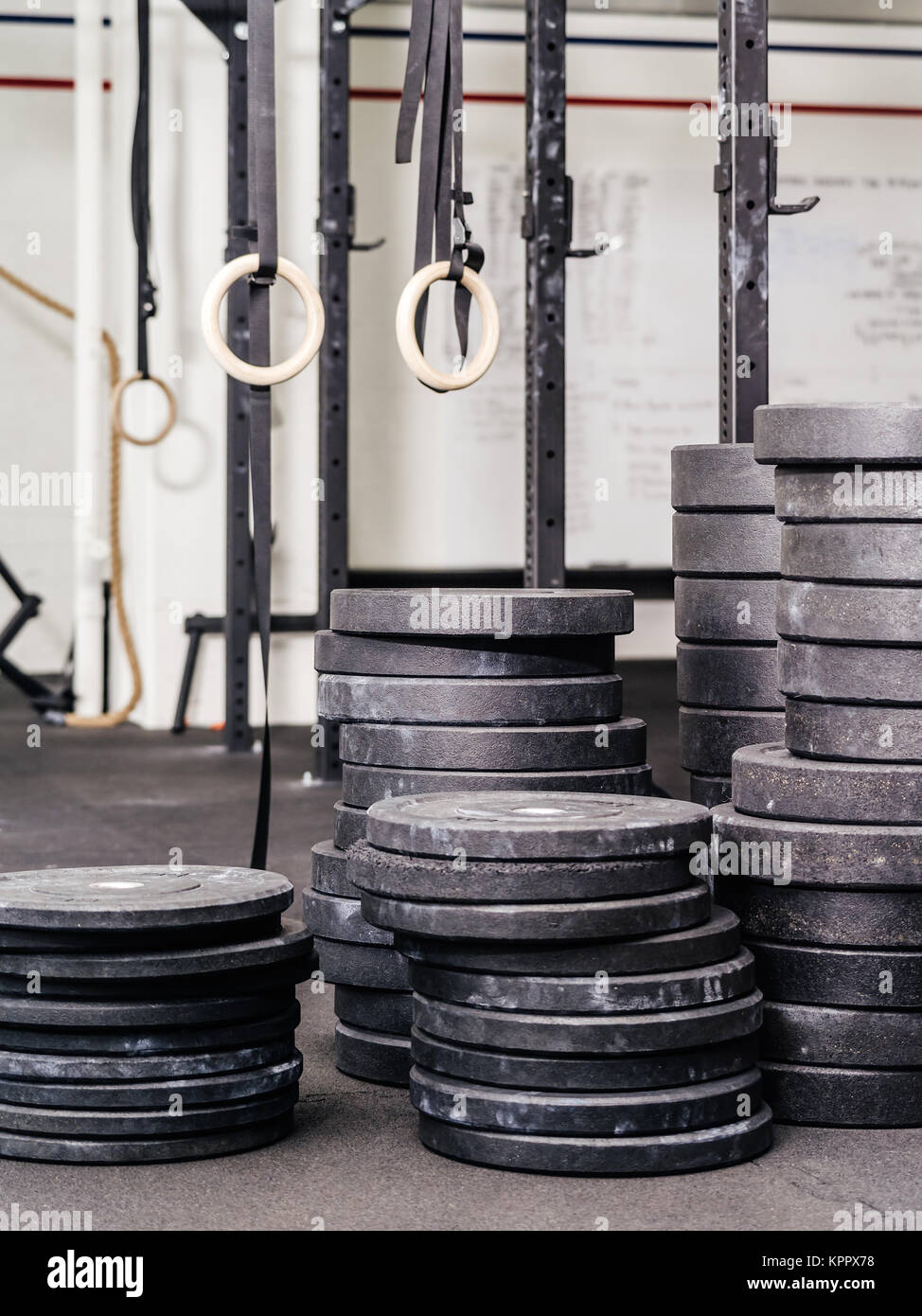 Stacks of weights at the gym Stock Photo - Alamy