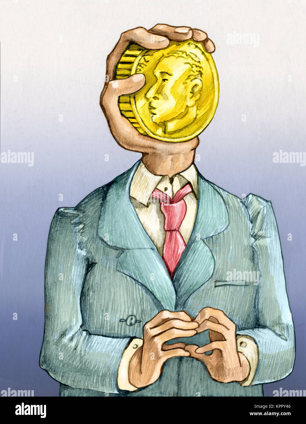 Cartoon illustration man coin head hi-res stock photography and images ...