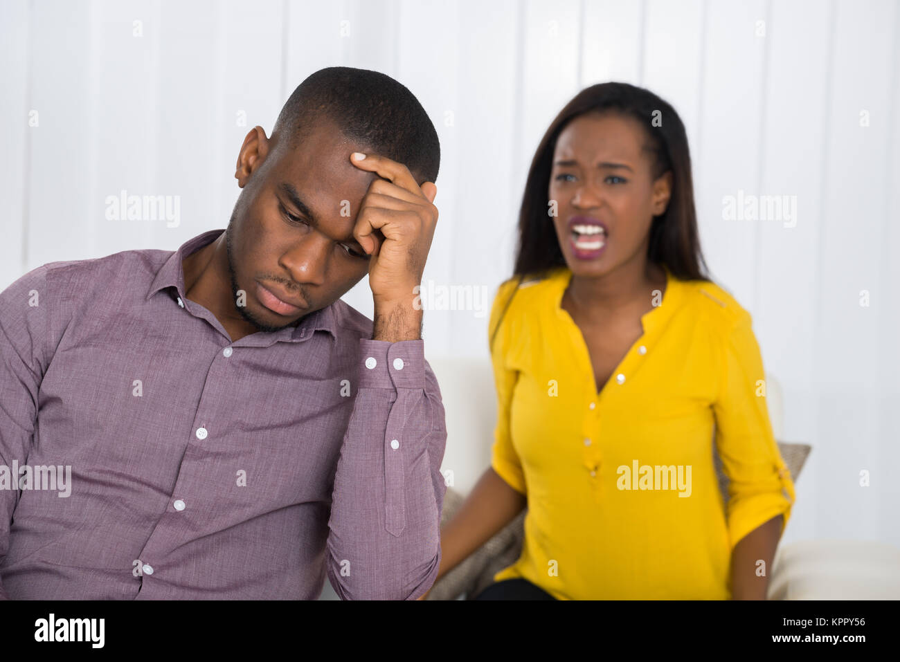 Woman Having Argument With Man Stock Photo - Alamy