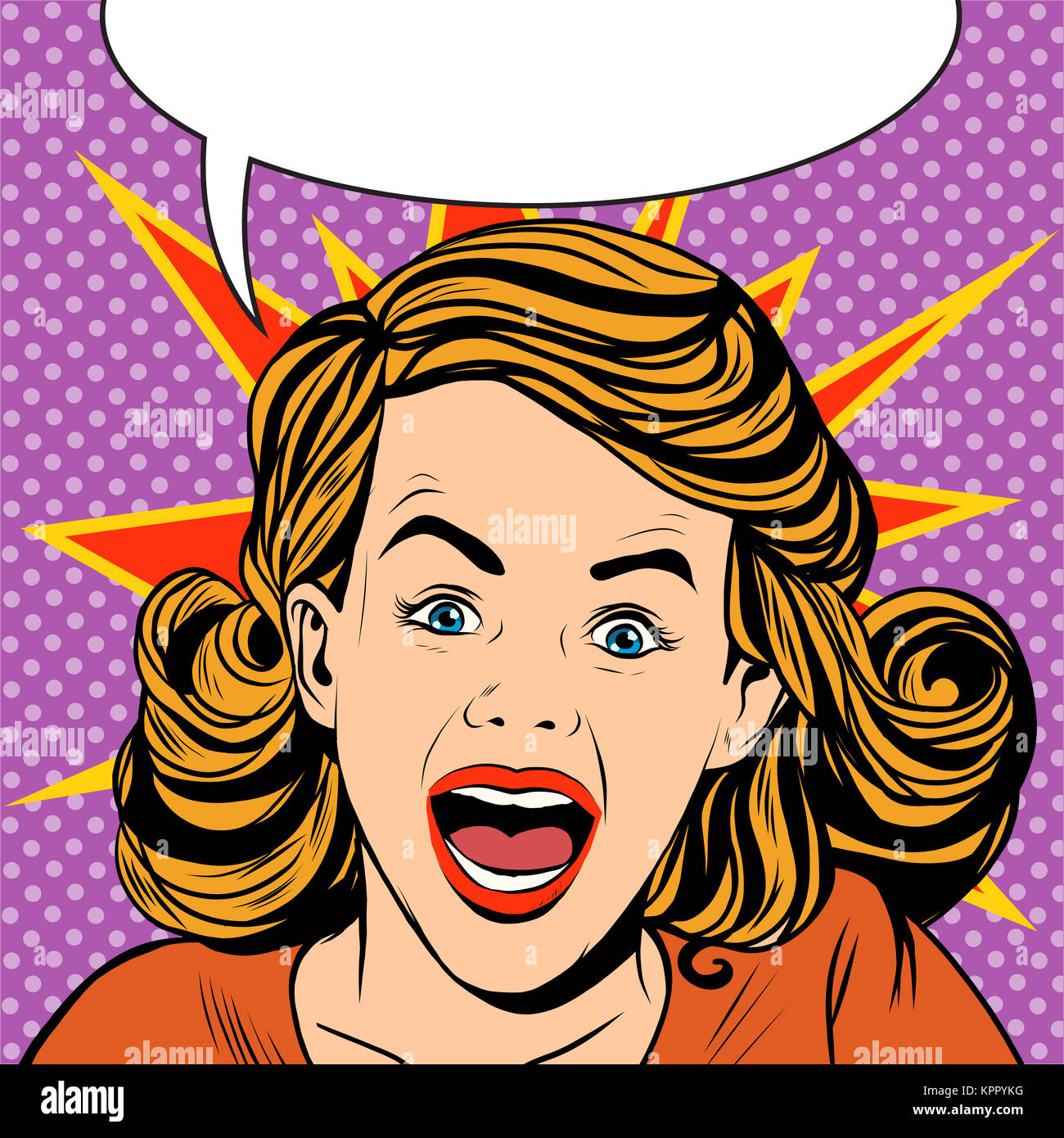 Retro woman screaming fear hi-res stock photography and images - Alamy