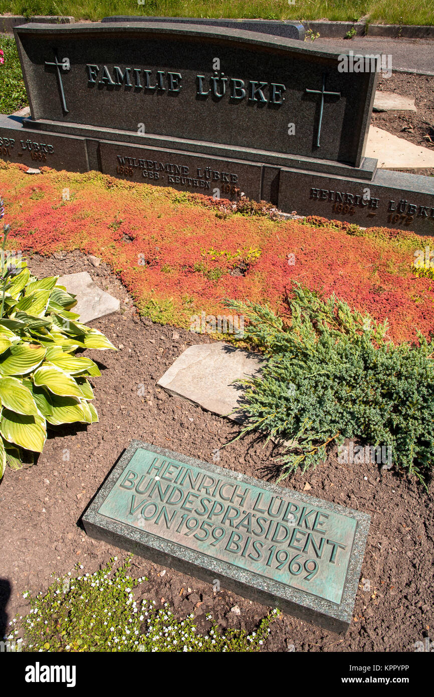 Germany, Sauerland region, the grave of Heinrich Luebke in the district Enkhausen, Heinrich ...