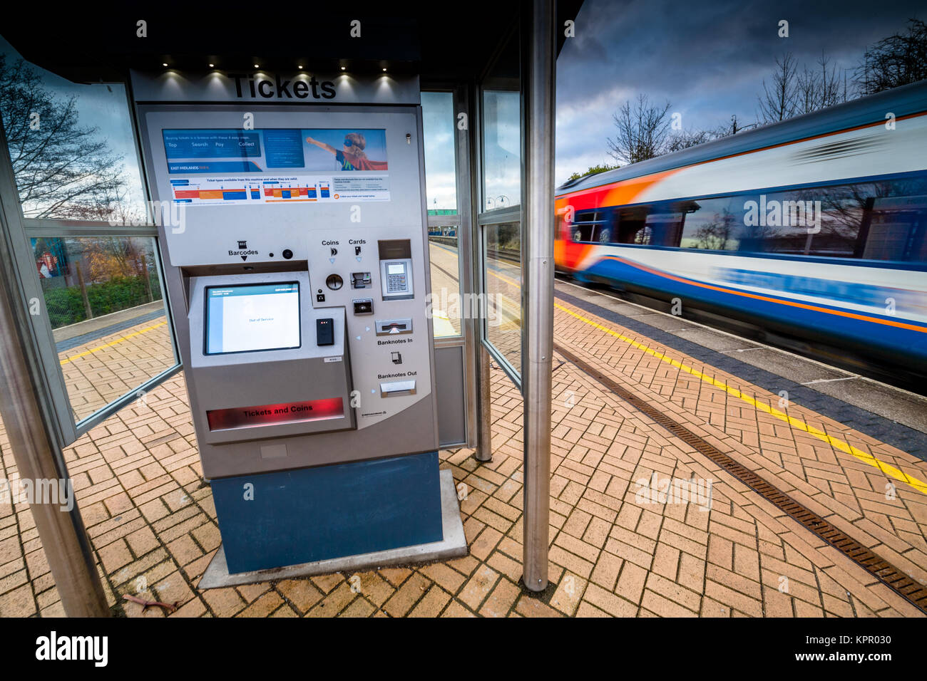 Out of service train ticket machine on a East Midlands trains station ...