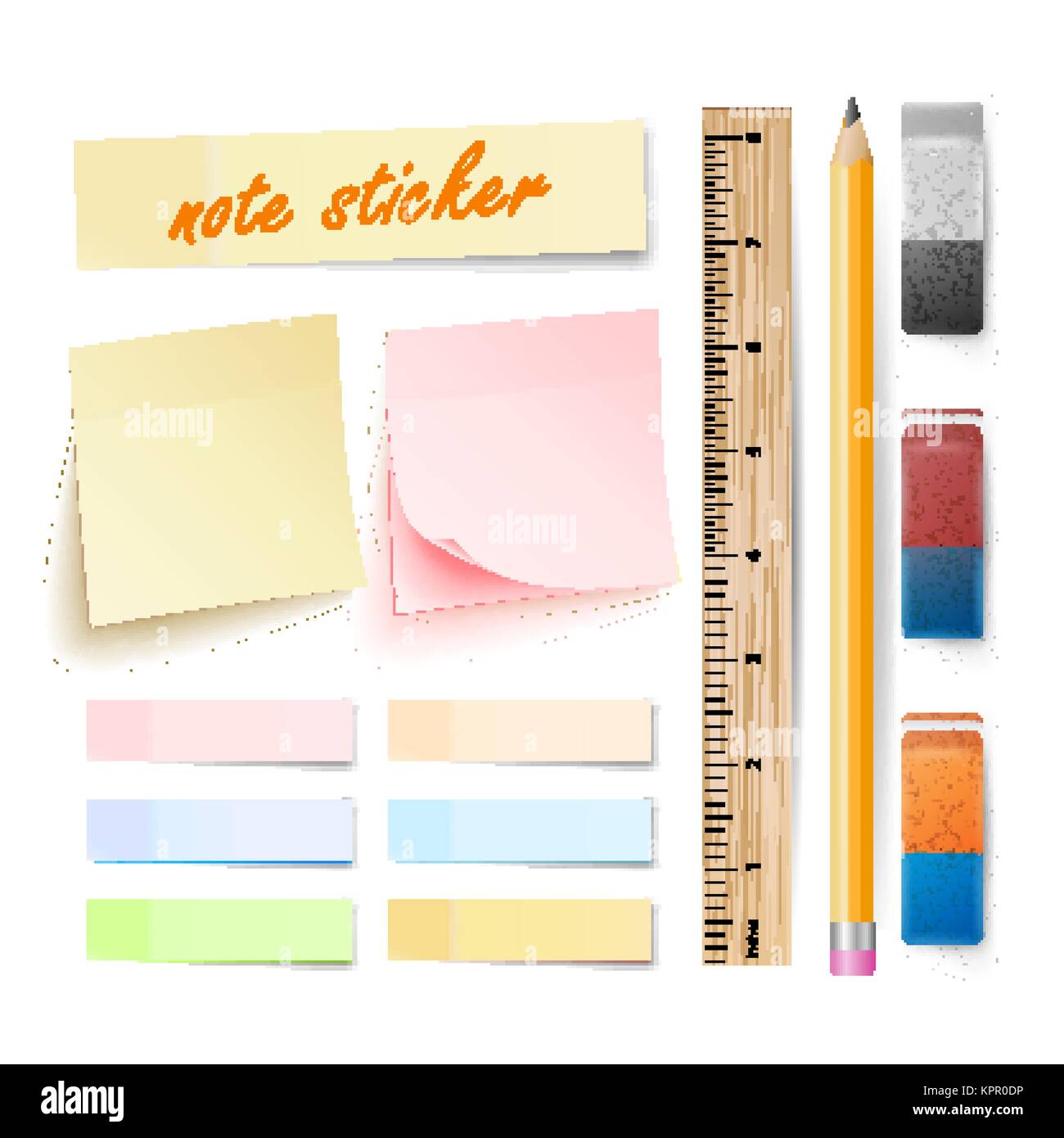 Post Note Sticker Vector. Isolated Set. Memory Pads Colorful. Office ...