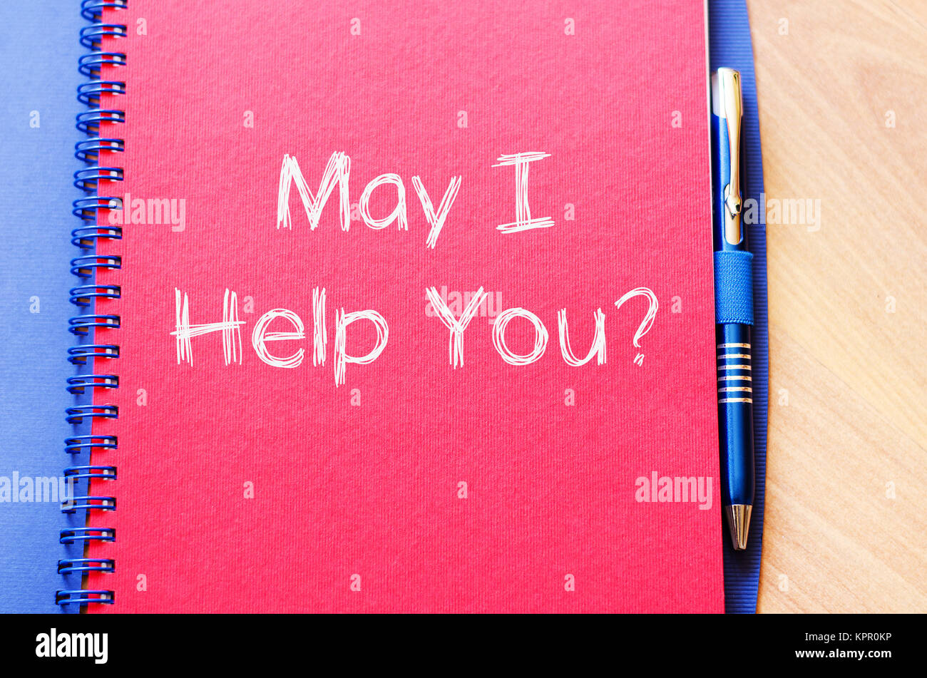 May i help you write on notebook Stock Photo - Alamy