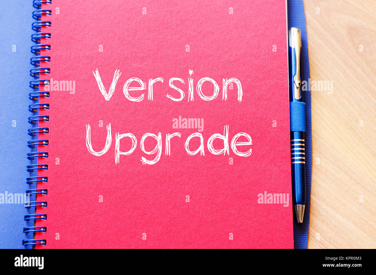 Version upgrade write on notebook Stock Photo - Alamy