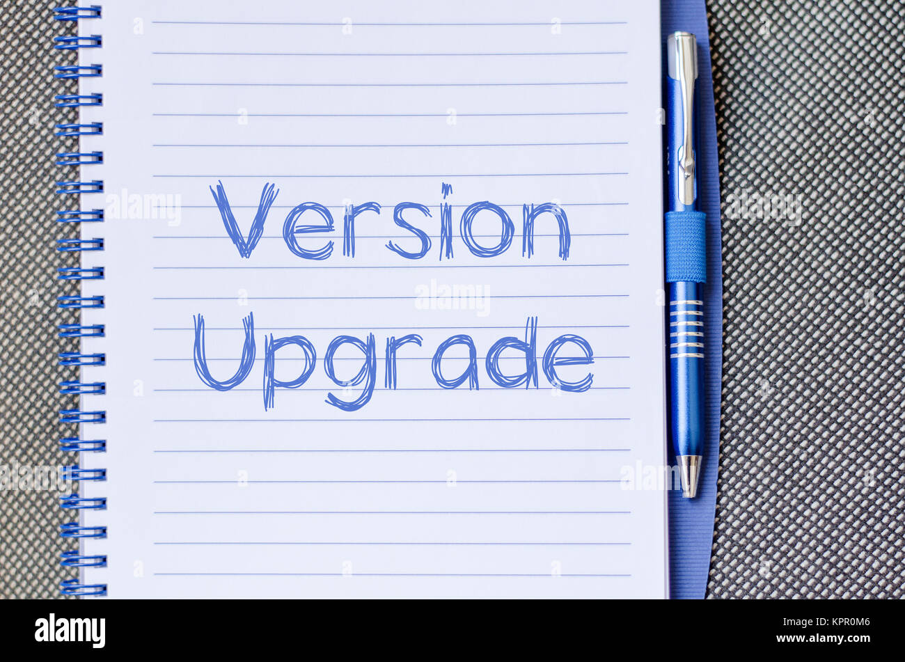 Version upgrade write on notebook Stock Photo - Alamy