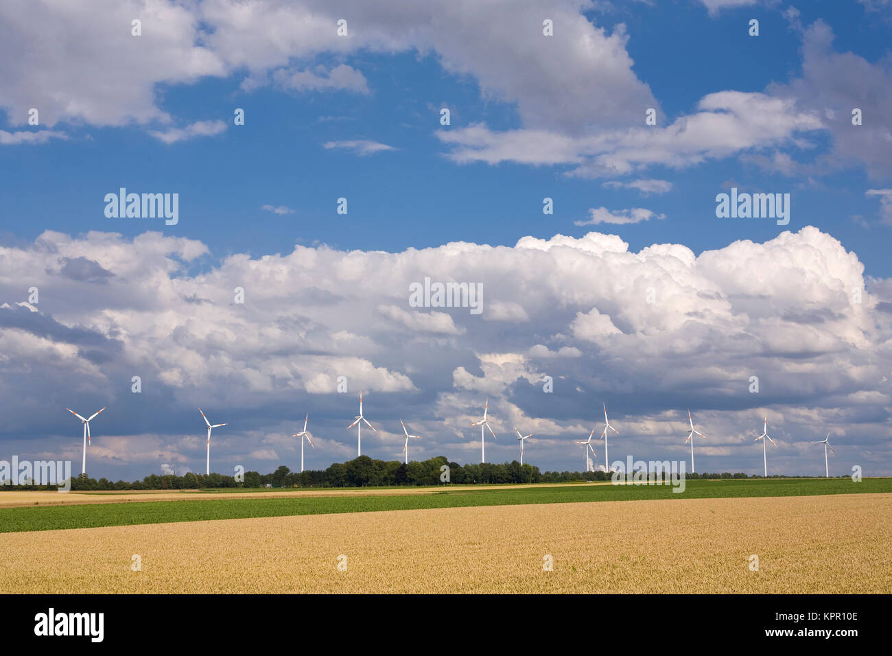 Europe, Germany, wind power plants near Jackerath. Europa, Deutschland ...