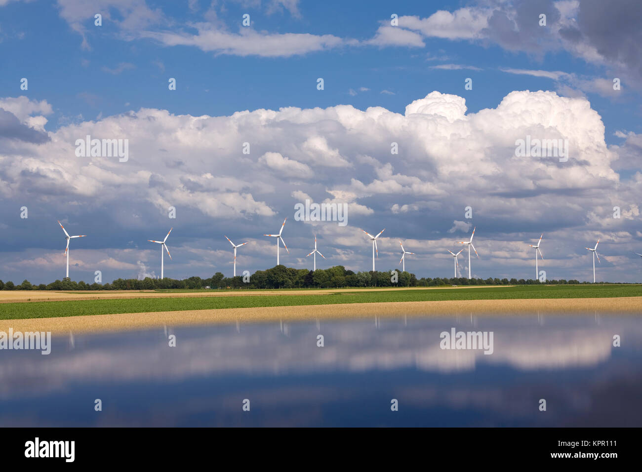 Europe, Germany, wind power plants near Jackerath. Europa, Deutschland ...