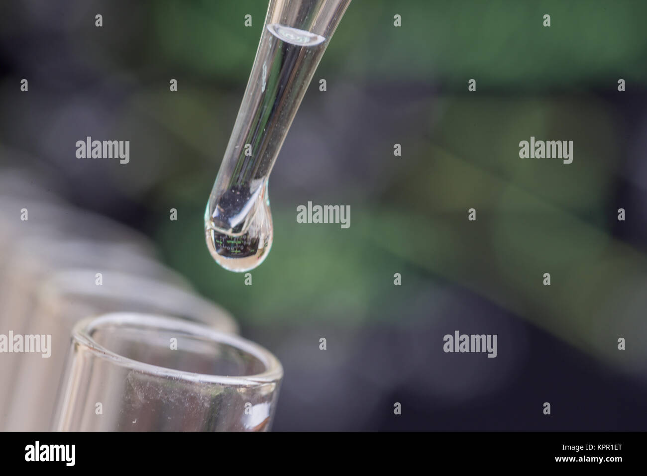 Liquid drop on test tube Stock Photo - Alamy