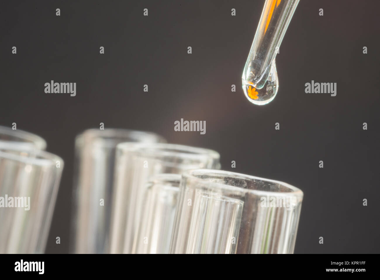 Liquid drop on test tube Stock Photo - Alamy