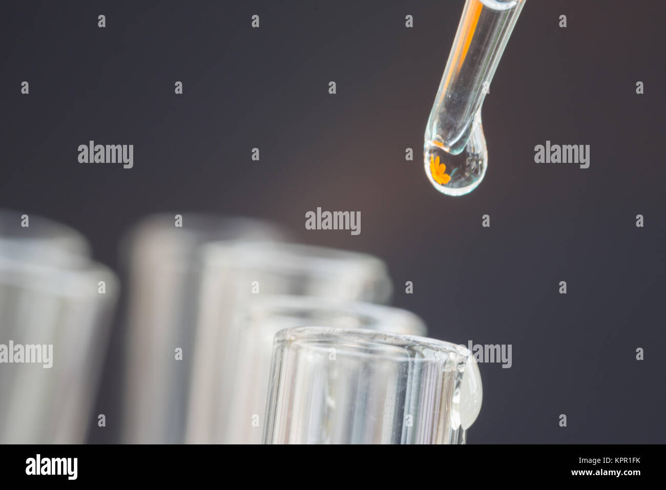 Liquid drop on test tube Stock Photo - Alamy