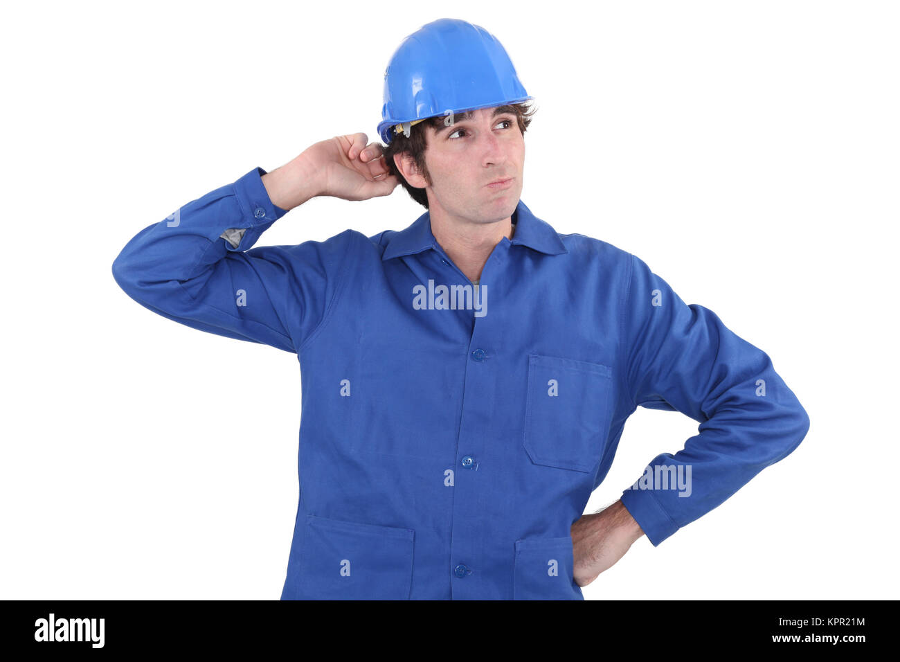Confused plumber doesn't know what to do Stock Photo - Alamy
