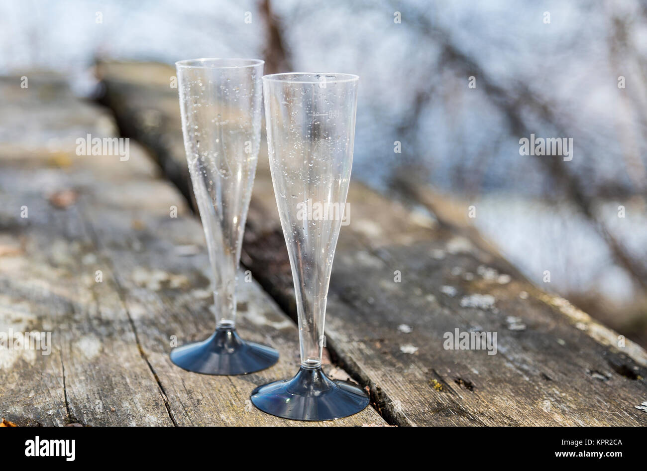 Pair of Plastic Glasses Stock Photo - Alamy