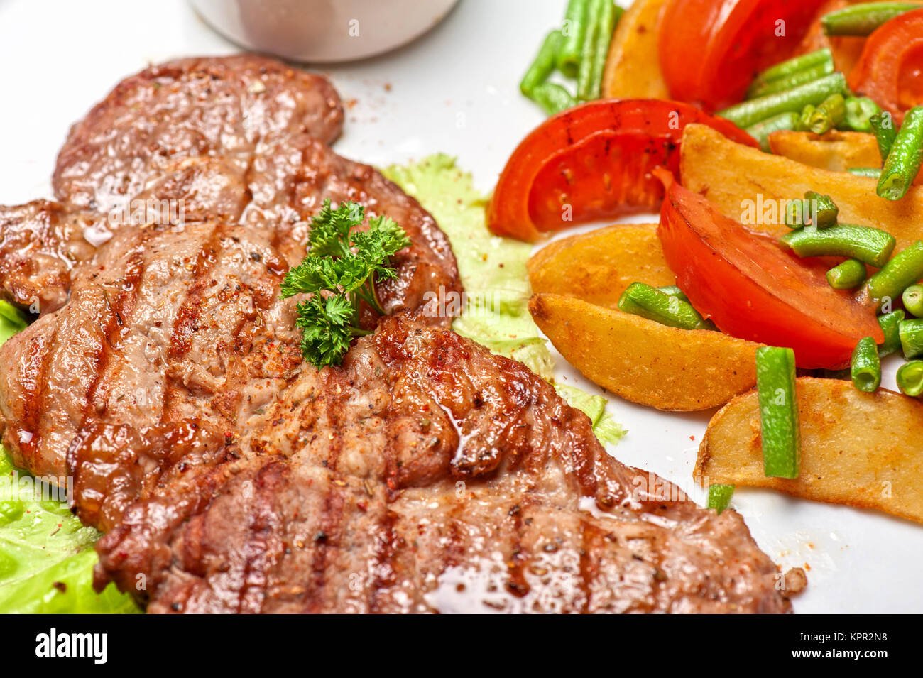 Beef chop with vegetable Stock Photo - Alamy