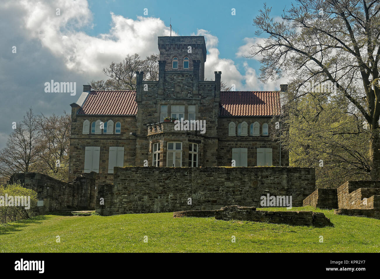 Restored building of a German castle ruin Stock Photo - Alamy