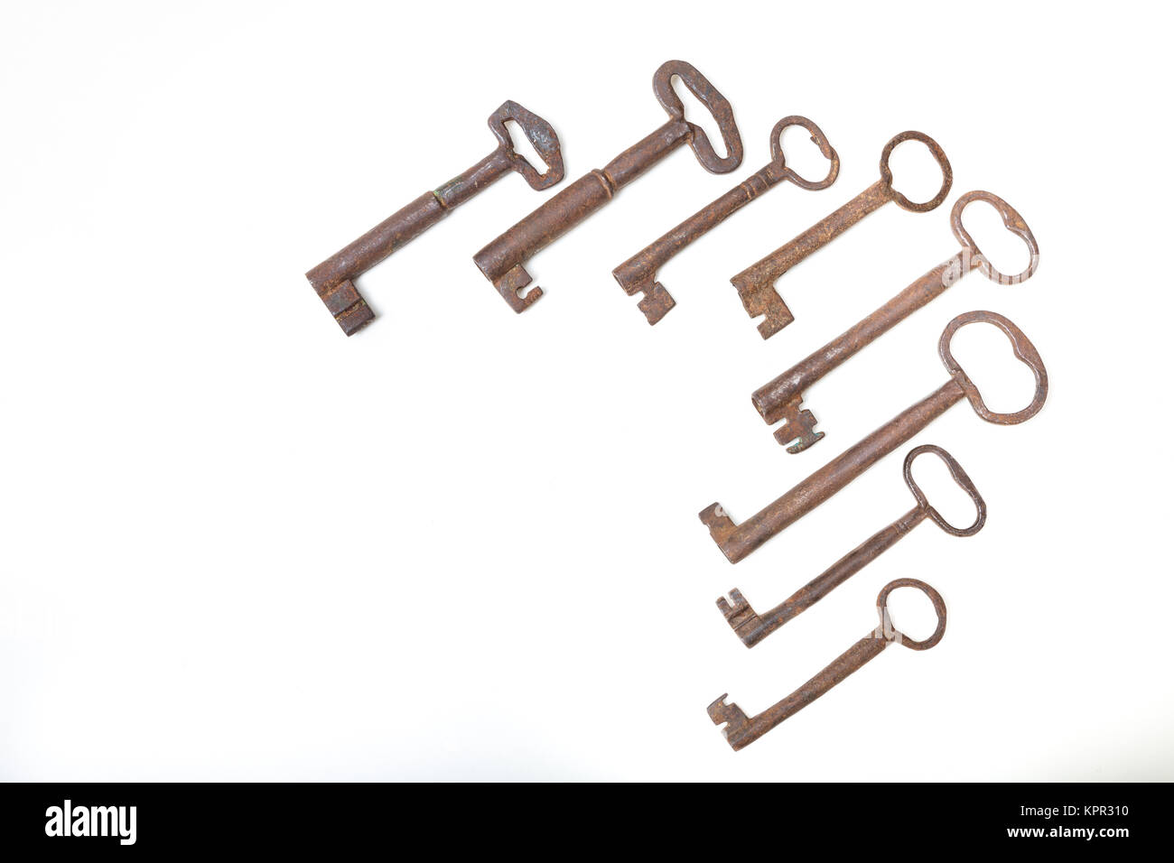 Old rusty big keys isolated on white background with copy space , high ...
