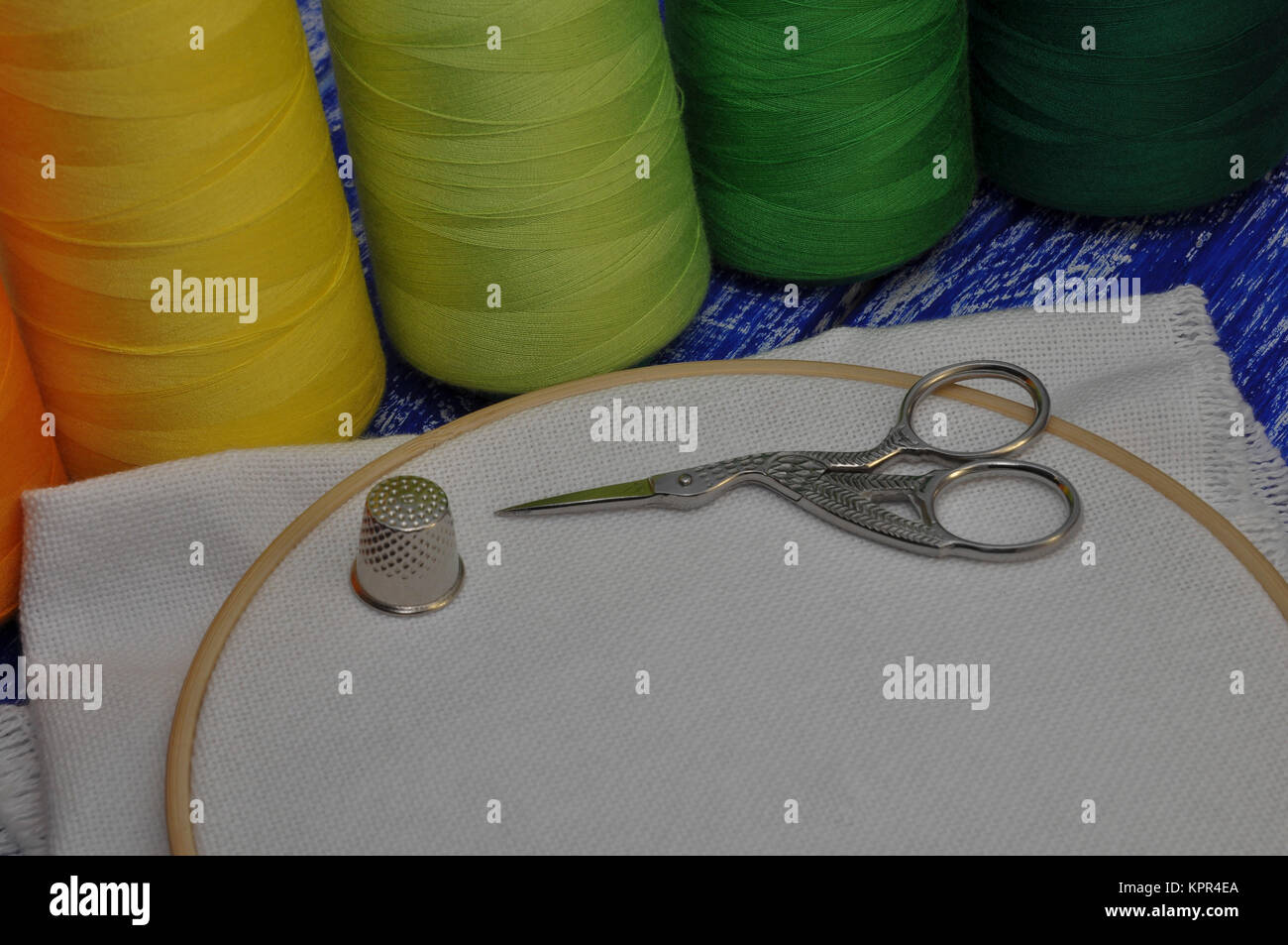 The fabric in the hoop for embroidery Stock Photo - Alamy