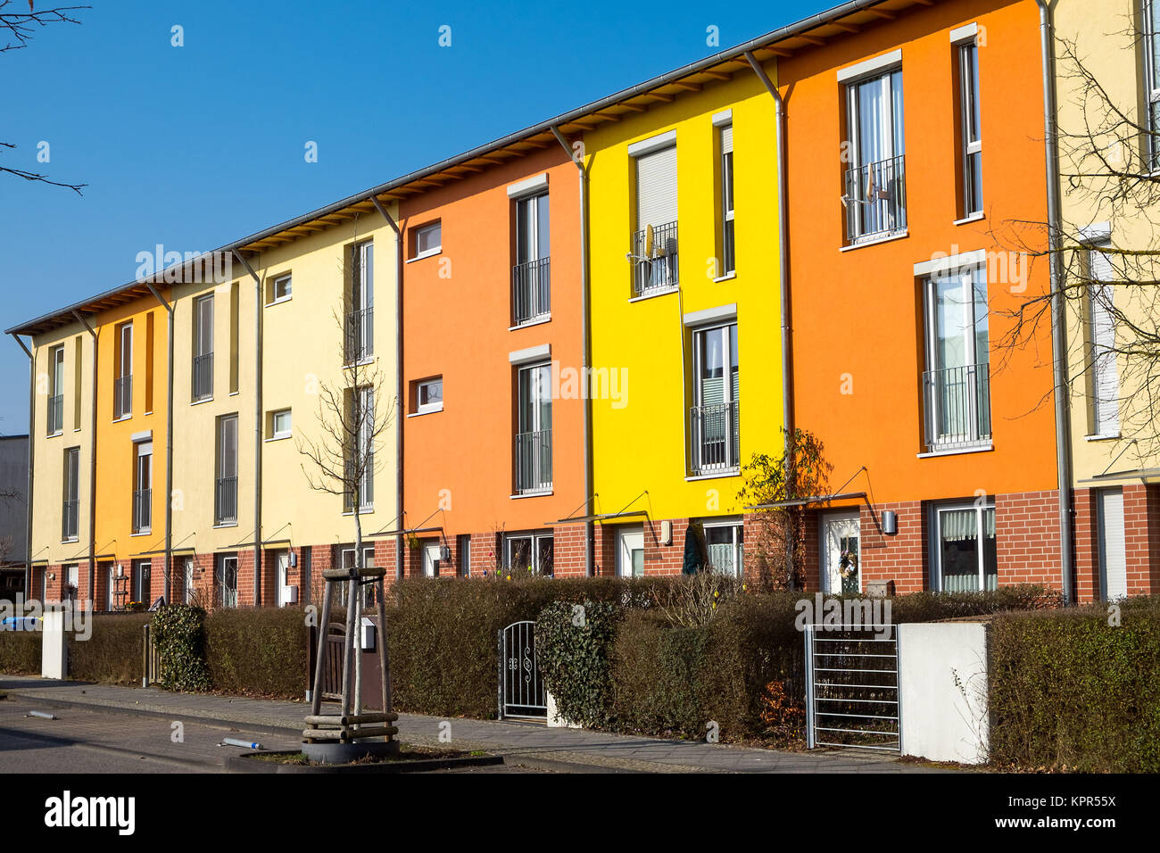 colorful row houses near berlin,germany Stock Photo - Alamy