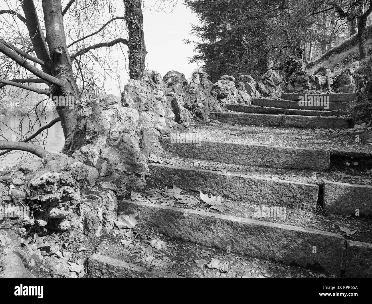 Stairs to river Black and White Stock Photos & Images - Alamy