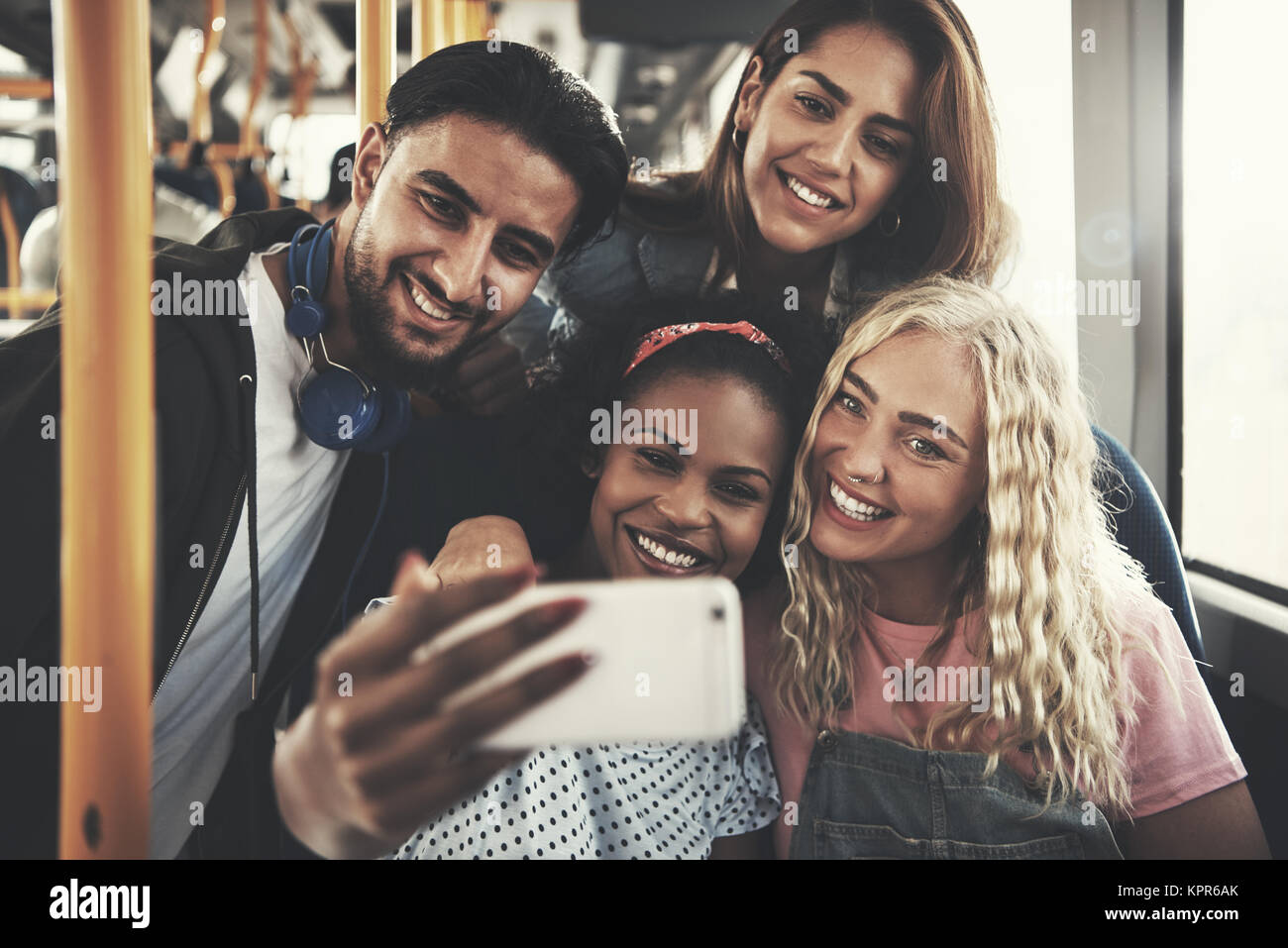 Group of women laughing selfies hi-res stock photography and images - Alamy