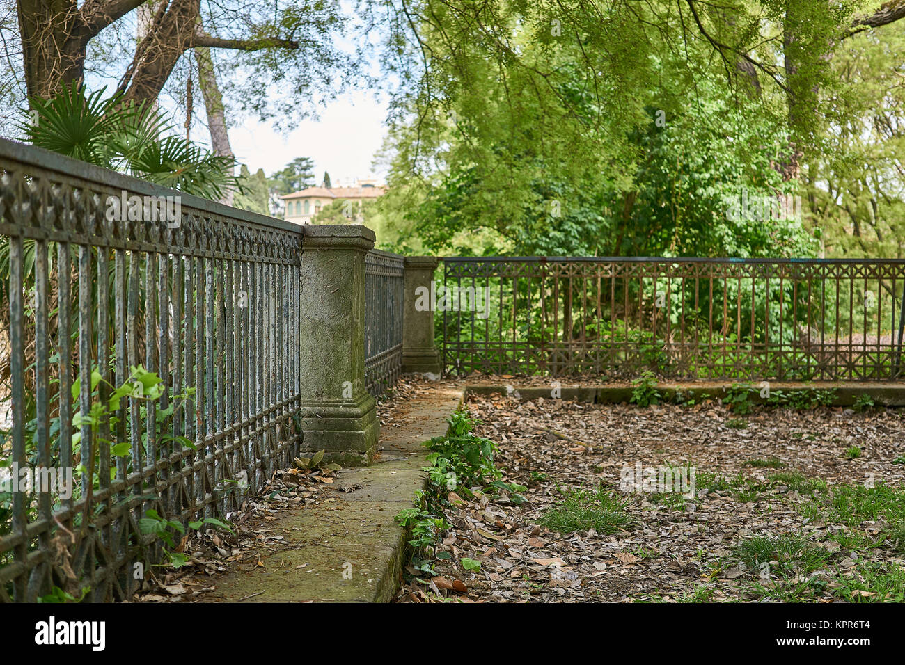 antique railing in park Stock Photo - Alamy