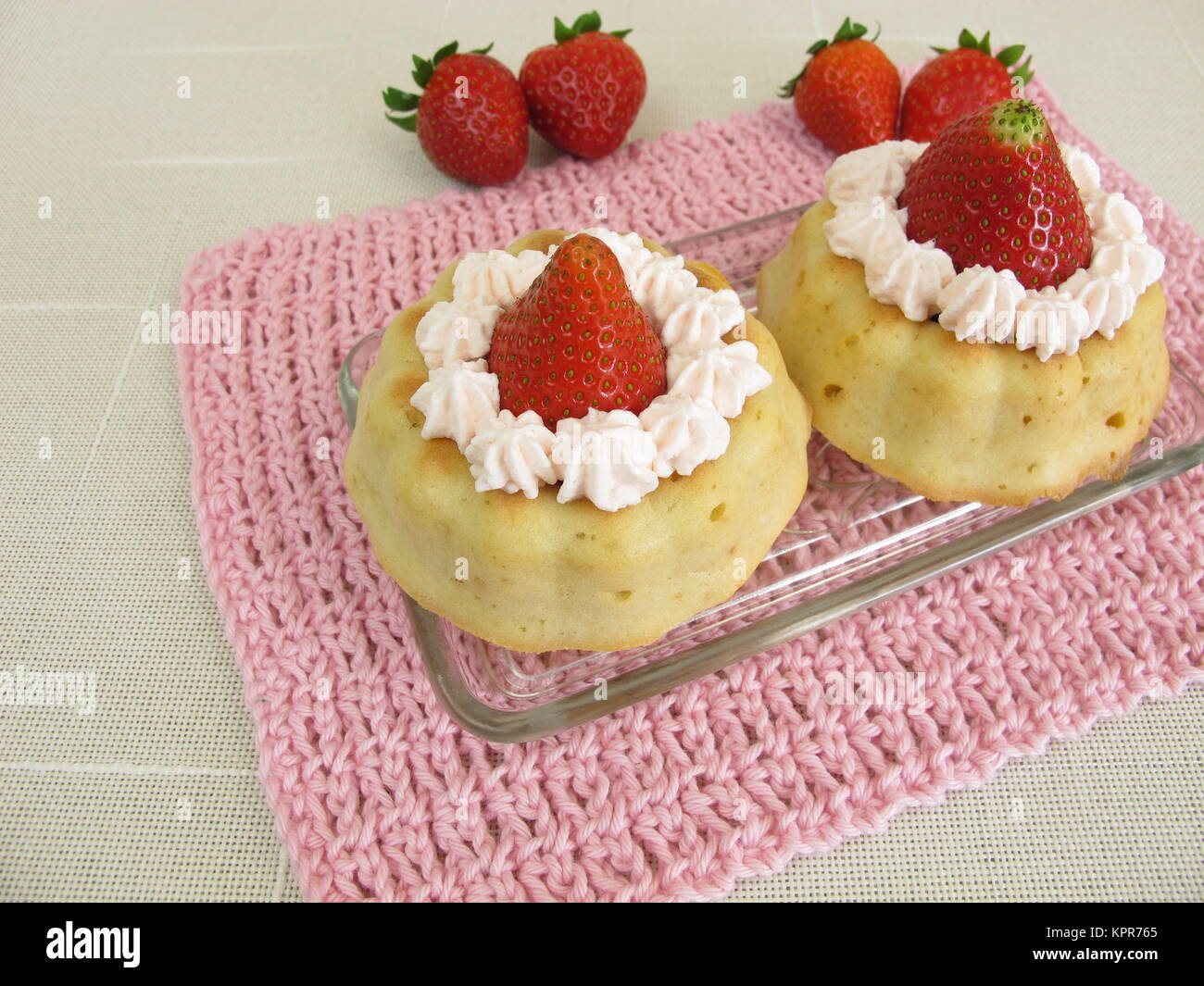small stuffed strawberry cakes Stock Photo - Alamy