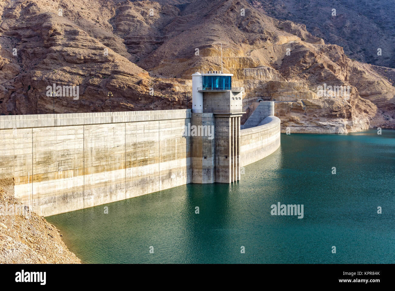 Dam Water reservoir in the mountains of Oman Stock Photo - Alamy