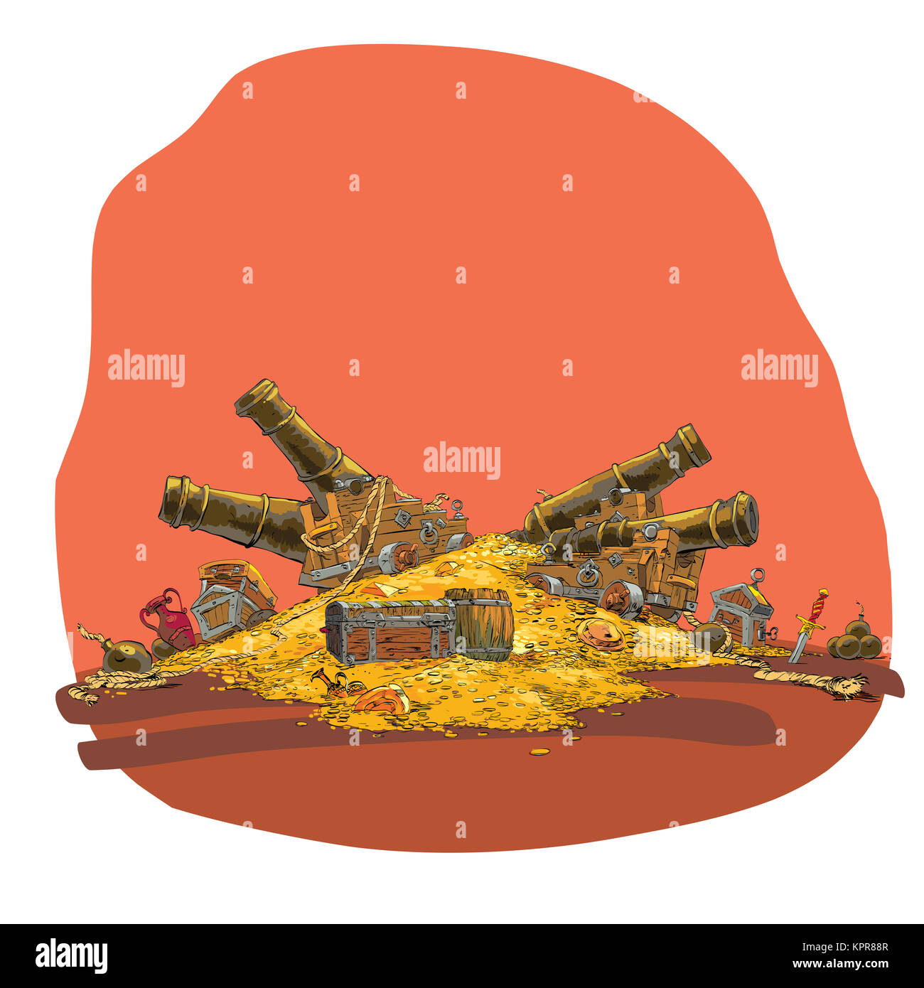 Sea of coins illustration Cut Out Stock Images & Pictures - Alamy