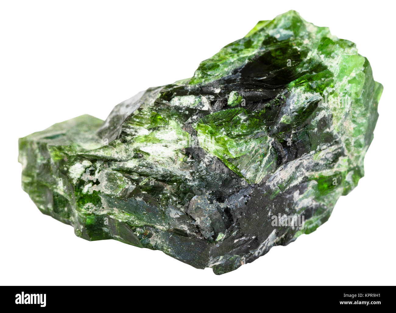 raw chrome diopside stone isolated on white Stock Photo - Alamy