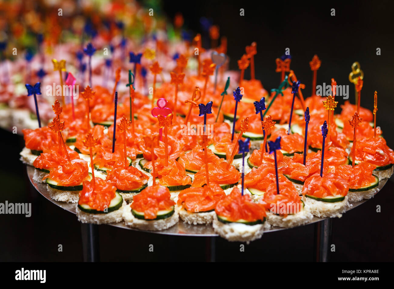 catering services background with snacks and food in restaurant Stock ...