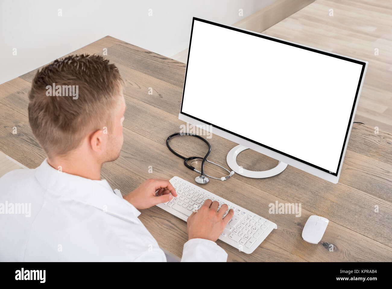 Male Doctor Using Computer Stock Photo - Alamy