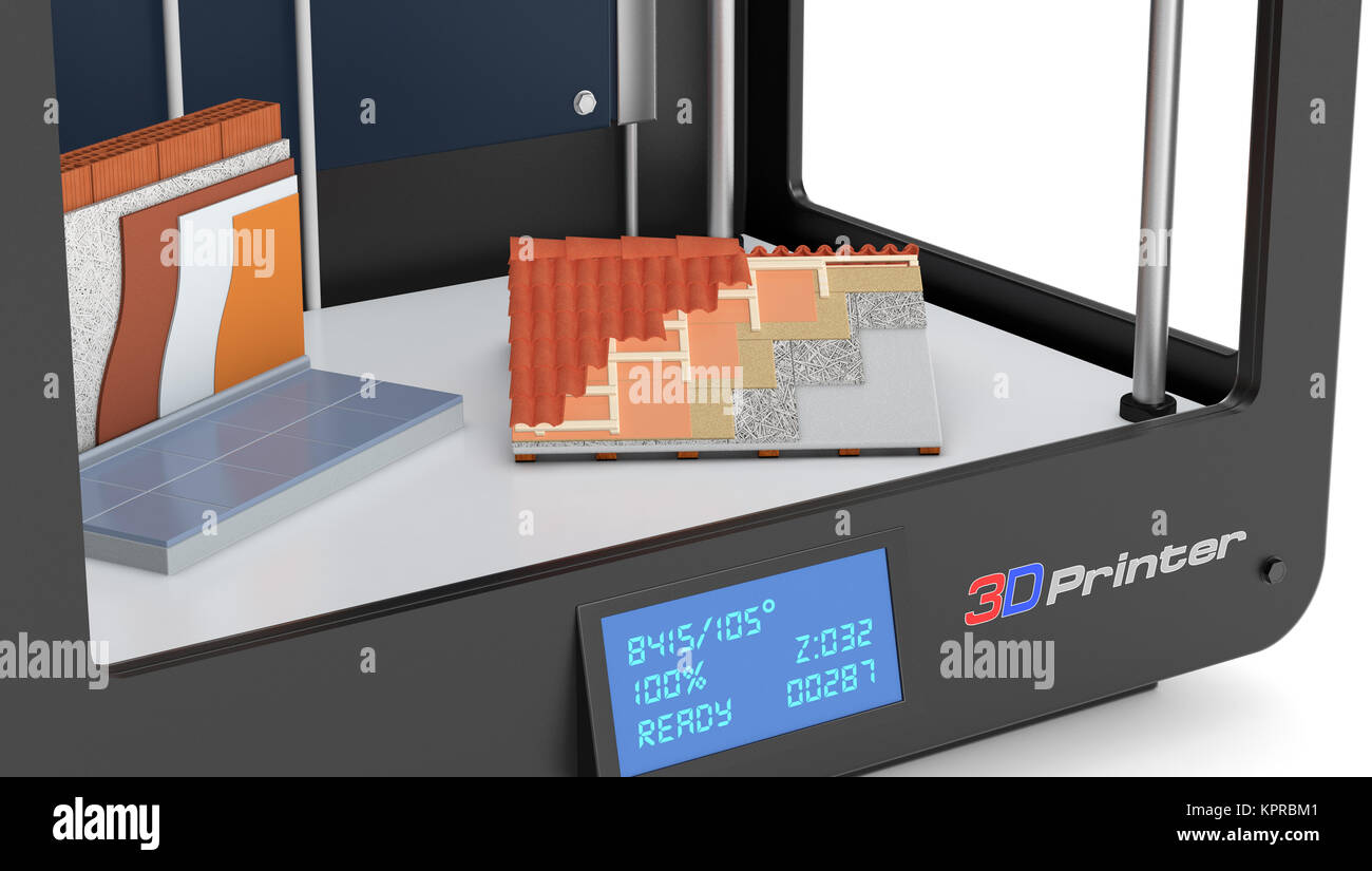 3d printer and house building, concept Stock Photo - Alamy
