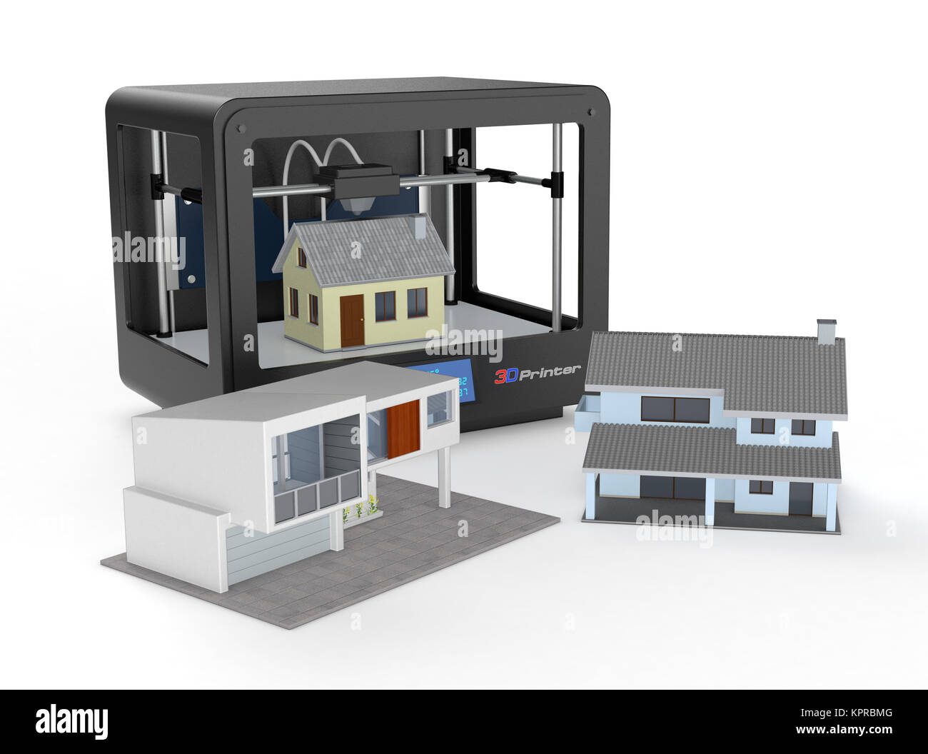 3d printer and house building, concept Stock Photo - Alamy