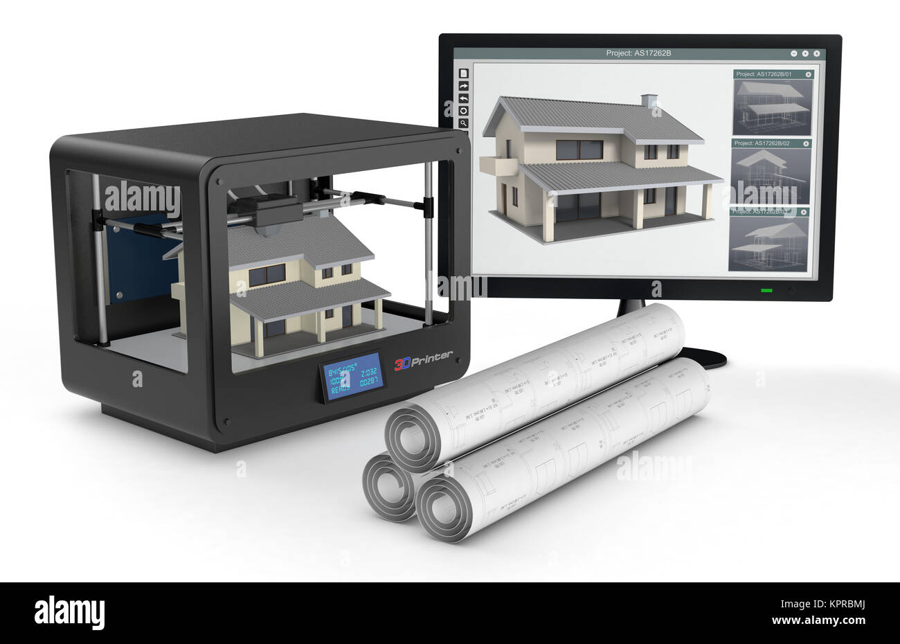 3d printer and house building, concept Stock Photo - Alamy