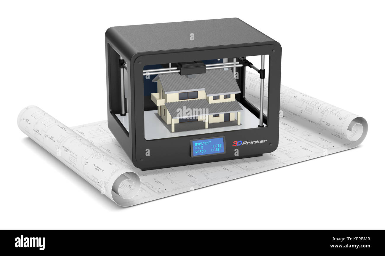 3d printer and house building, concept Stock Photo - Alamy