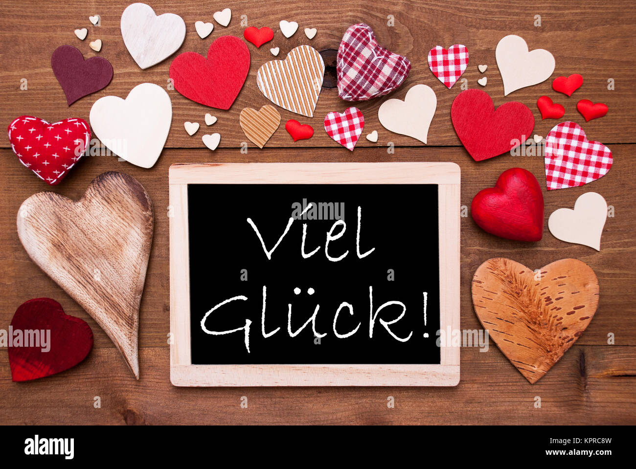 Chalkboard With German Text Viel Glueck Means Good Luck. Many Red ...