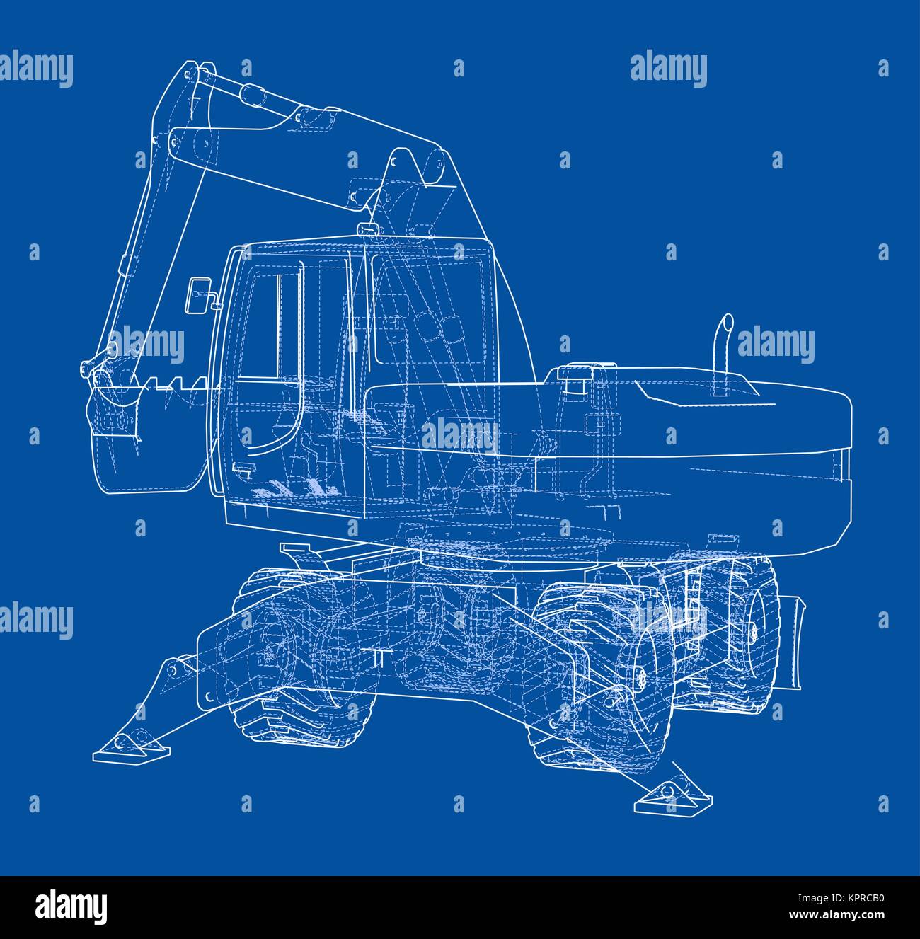 Outline of excavator isolated on white background Stock Vector Image ...