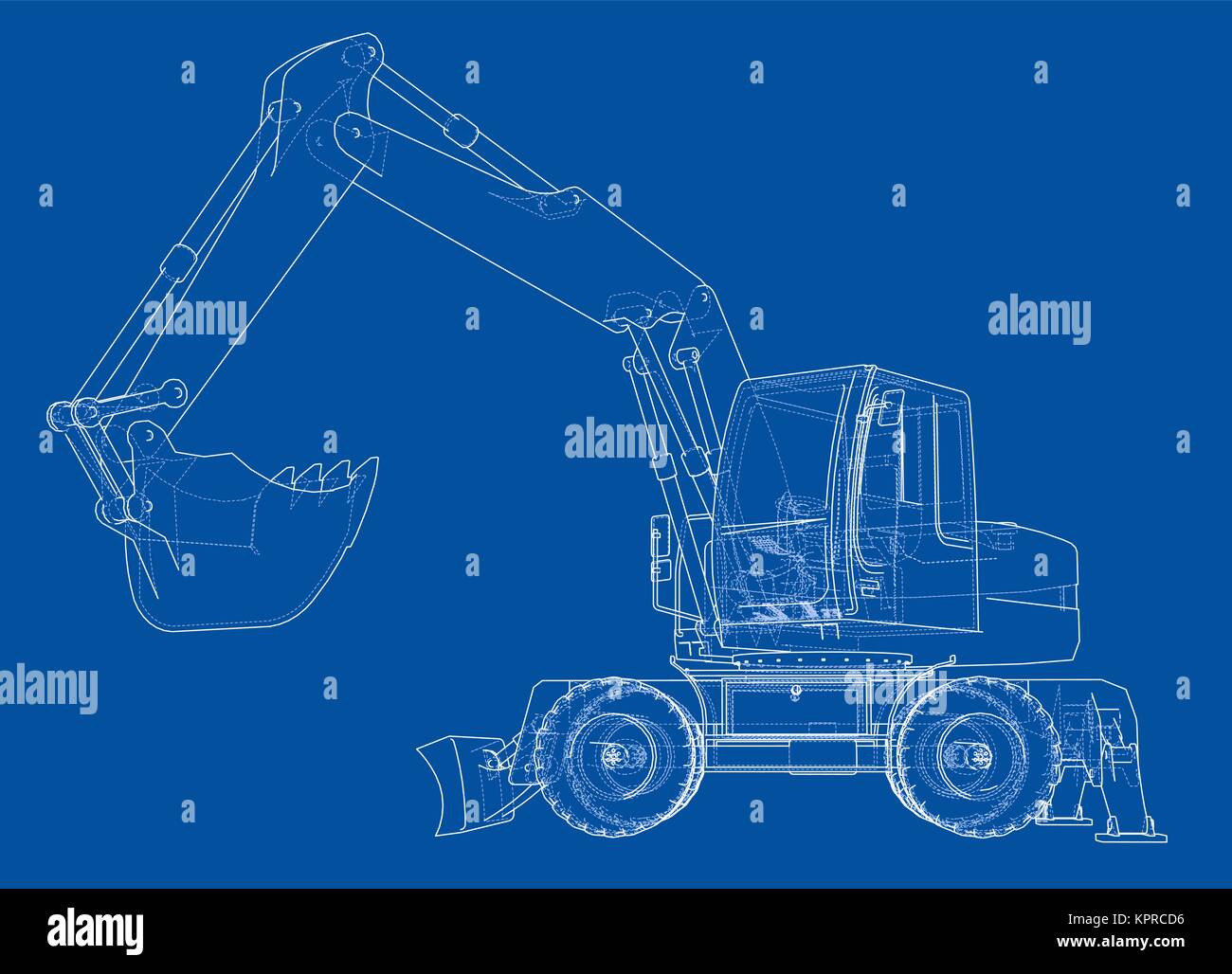 Outline of excavator isolated on white background Stock Vector Image ...
