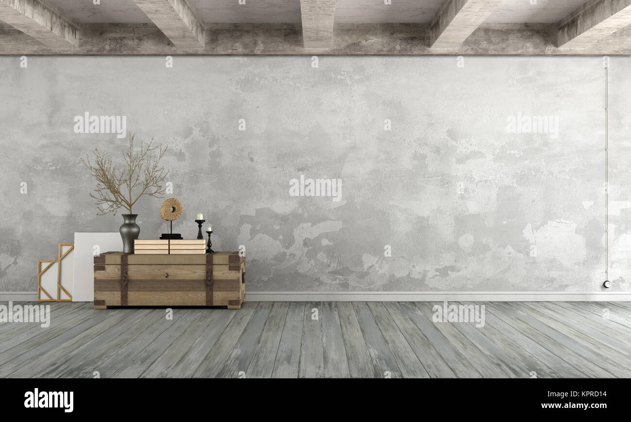 Empty retro living room Stock Photo - Alamy