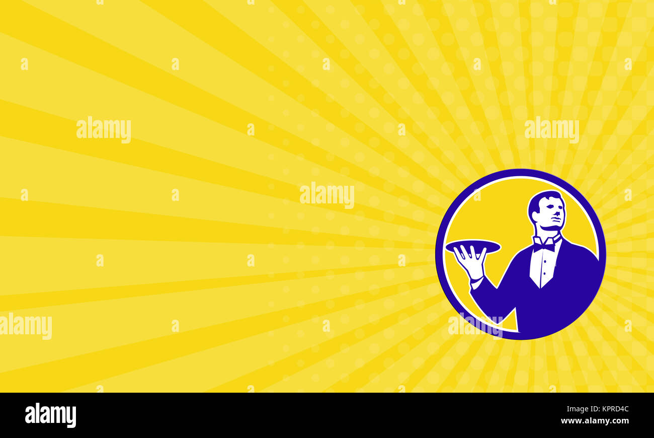 Business card Butler Serving Plate Circle Retro Stock Photo - Alamy