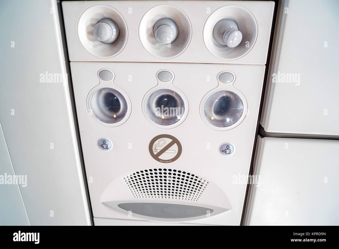 Overhead console in the modern passenger aircraft Stock Photo - Alamy