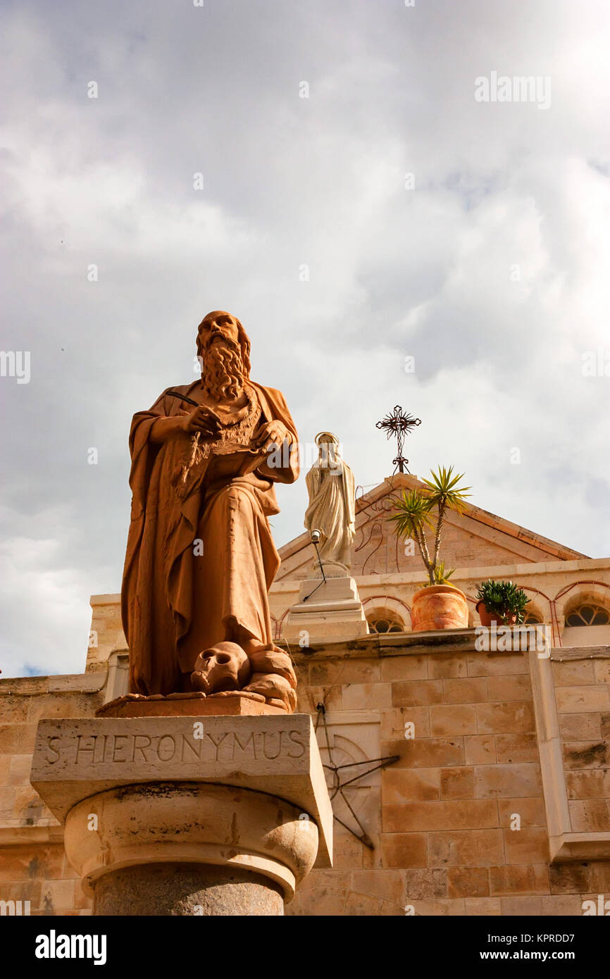 Statue of St. Jerome in Bethlehem Stock Photo - Alamy