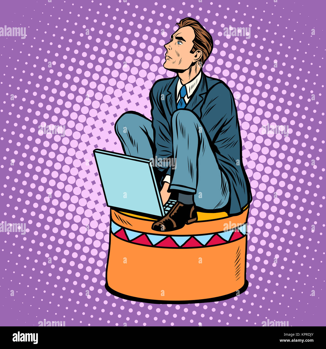 Businessman worker on a circus pedestal Stock Photo - Alamy