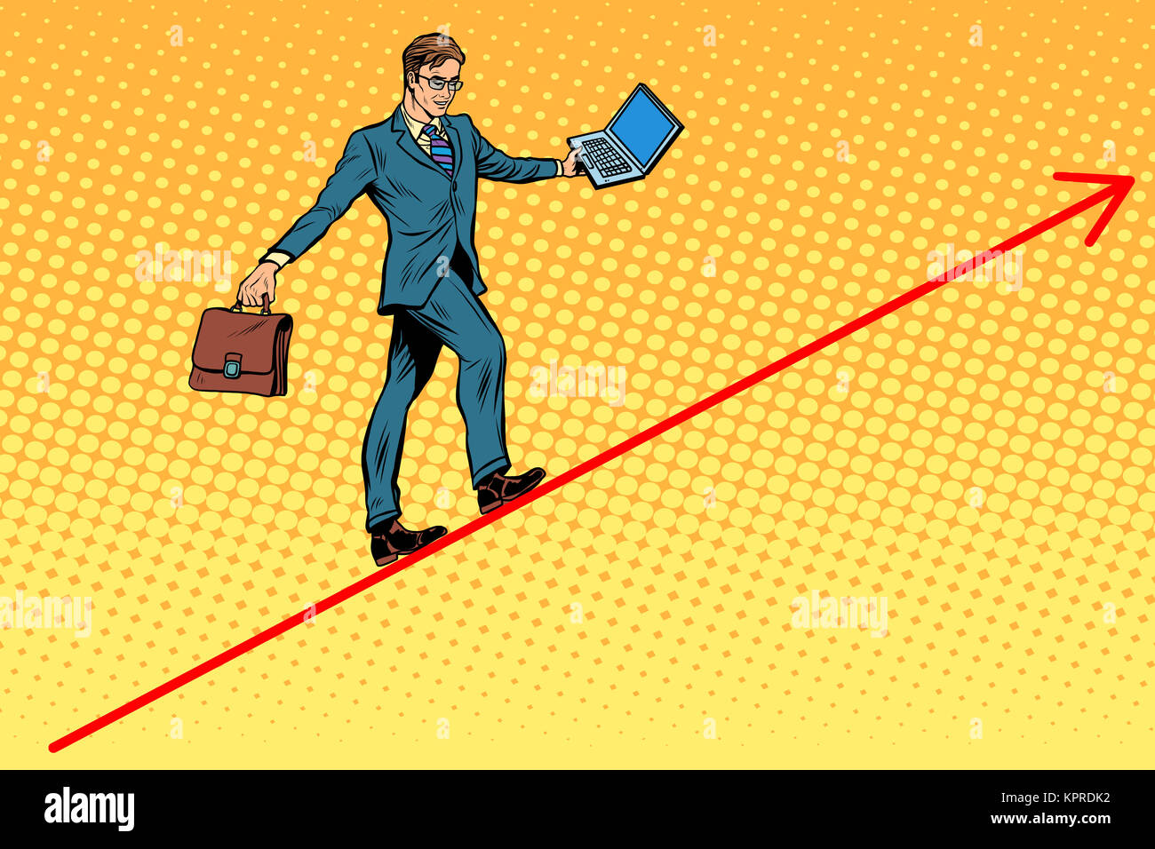 Businessman acrobat walking the wire graphics Stock Photo - Alamy