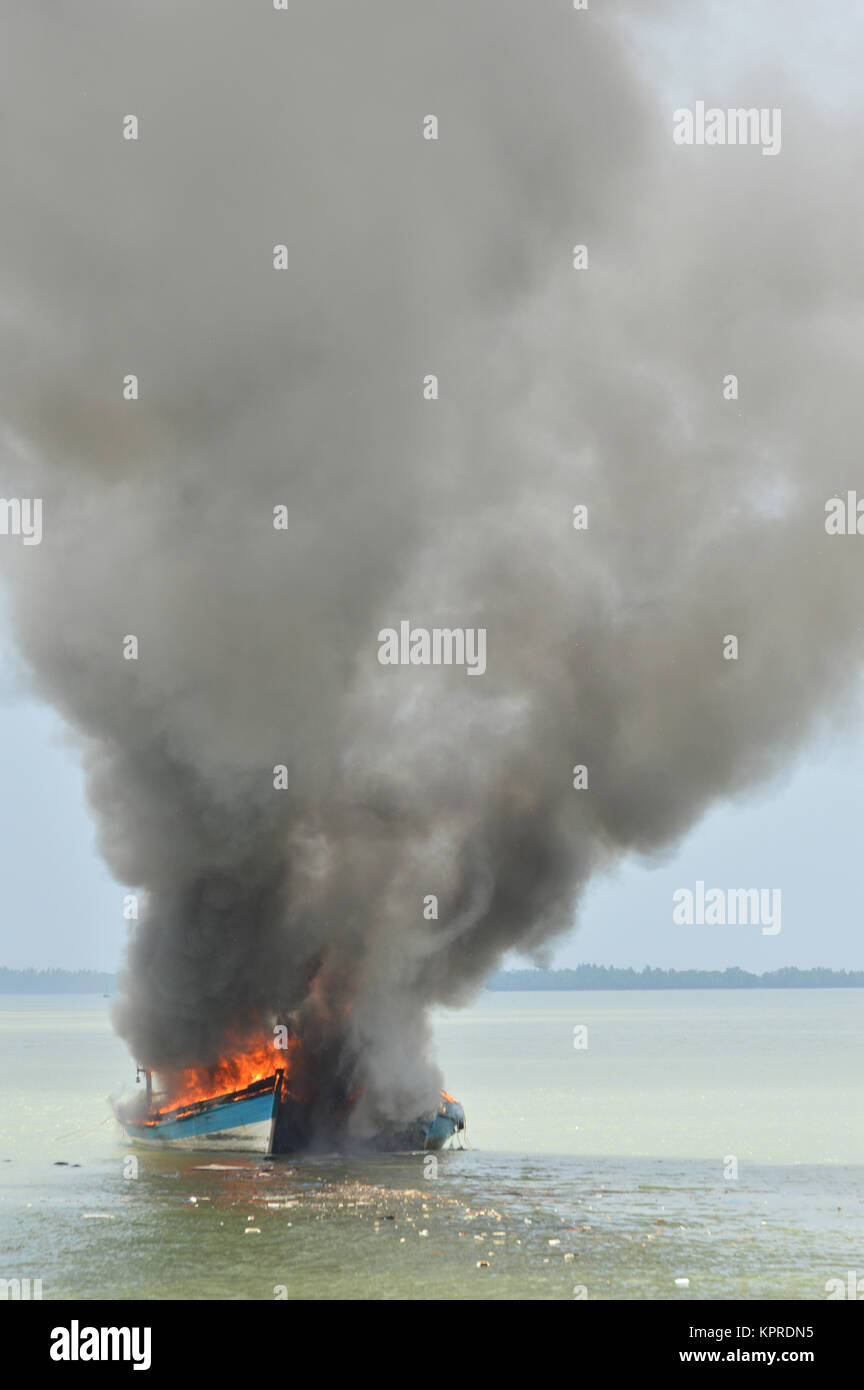 explosions fishing boat Stock Photo - Alamy